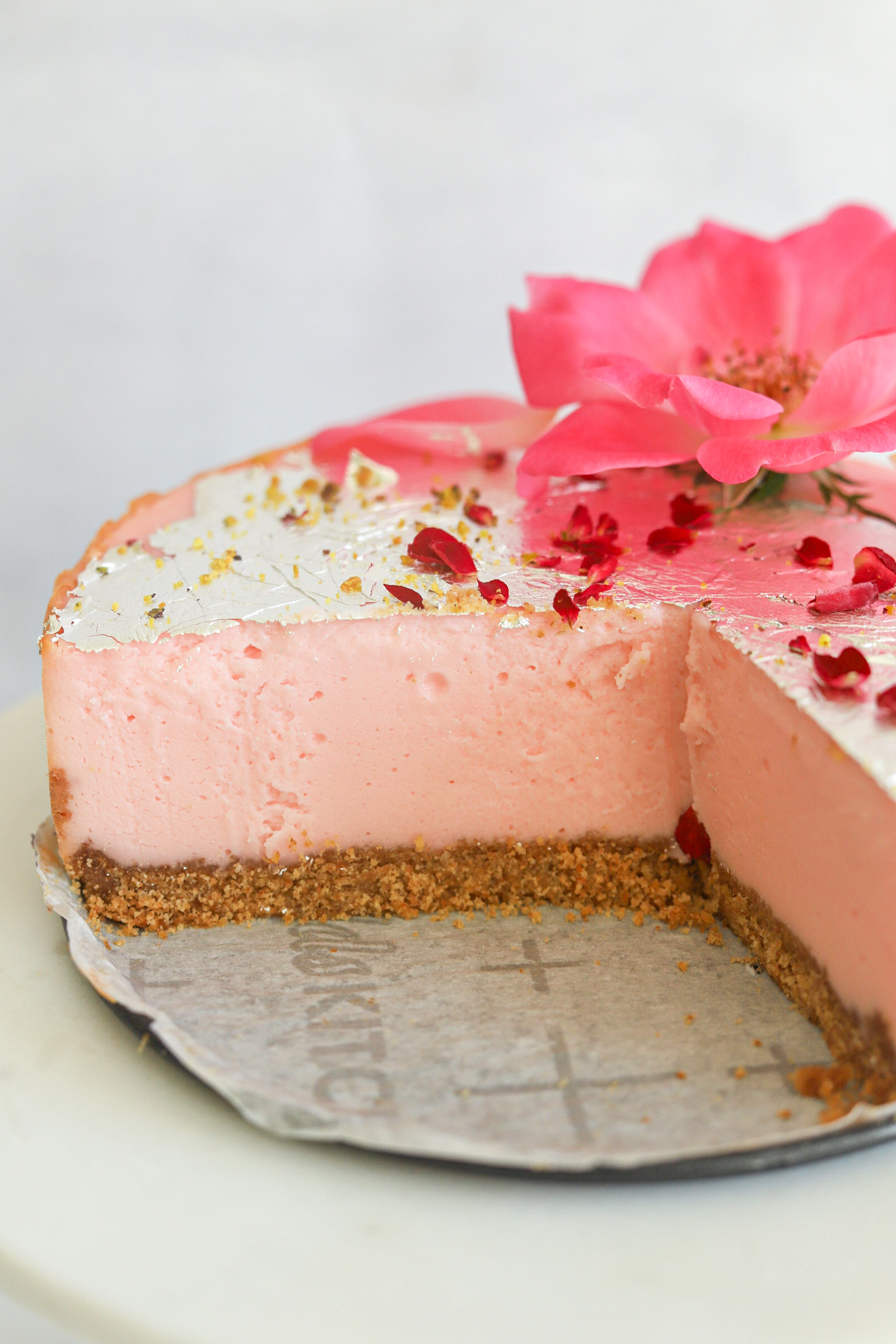 Rose Cheesecake| Instant Pot Eggless Cheesecake - KEENCUISINIER
